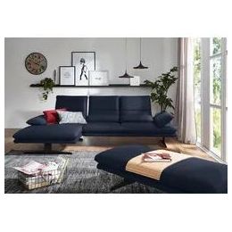 Ecksofa W.Schillig "broadway, Designsofa mit tollem Sitzkomfort", blau (blau z59), B:291cm H:94cm T:164cm, Longlife Xtra-Leder Z59: Glattleder mit modischer Pr&auml;gung. Hautst&auml;rke 0, 9 - 1, 1 mm, Sofas, Ecksofa, Sitztiefenverstellung, Kopfteil- & Seitenteilverstellung, Breite 291cm