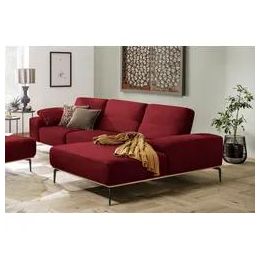 Ecksofa W.Schillig "run, Designsofa mit tollem Sitzkomfort, bequem, L-Form", rot (light brick w82), B:319cm H:88cm T:178cm, Longlife Xtra-Leder Z73: Naturwalkleder der Luxusklasse aus den erlesensten Rohh&auml;uten. Hautst&auml;rke 1, 1 &ndash; 1, 3 mm;ROHLEDER Jacquard-Flachgewebe Q2 W60 (63% Polyester, 37% Polyacryl);ROHLEDER Chenille-Flachgewebe Q2 W77 (68% Polyacryl, 32% Polyester);Stoff S37 (100% Polyester),