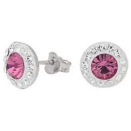 Paar Ohrstecker Firetti "Schmuck Geschenk Silber 925 Ohrschmuck pink & wei&szlig;", bunt (silberfarben, rosa, rosa, wei&szlig;), Ohrringe, Damen, 9mm, Silber 925 (Sterlingsilber), mit Kristallstein