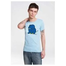 T-Shirt logoshirt "Sendung mit der Maus - Elefant", Herren, Gr. XS, blau (hellblau), 100% Baumwolle, unifarben, normal, Rundhals, Shirts T-Shirt, mit coolem Print