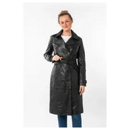 Ledermantel Mauritius "GWTaruh OT", Damen, Gr. XS, schwarz, Obermaterial: 100% Schafsleder. Futter: 100% Baumwolle. &Auml;rmelfutter: 100% Polyester, unifarben, regular fit, M&auml;ntel, femininer Leder-Trenchcoat mit Bindeg&uuml;rtel