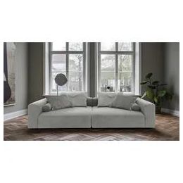 Big-Sofa Home Affaire "Suyana mit Federkern, B/T/H: 304/135/69 cm, Zierkissen + Kissenrollen", grau (hellgrau), B:304cm H:69cm T:135cm, 100% Polyester, Sofas, Big-Sofa, grossz&uuml;giges, gem&uuml;tliches Megasofa, viel Platz zum Relaxen, Cord-Bezug