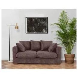 2-Sitzer Home Affaire "Coray", braun (dunkelbraun), B:175cm H:80cm T:113cm, 100% PES, Sofas, extra weich und kuschelig, F&uuml;llung mit Federn und Daunen