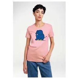 T-Shirt logoshirt "Sendung mit der Maus - Elefant", Damen, Gr. M, rosa (hellrosa), 100% Baumwolle, unifarben, normal, Rundhals, Shirts T-Shirt, mit coolem Print