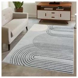 Teppich Carpet City "BONITO 7157", grau, B:200cm H:11mm L:290cm, Obermaterial: 100% Polypropylen, Teppiche, Teppich, L&auml;ufer, Flachflor, Hochtief-Muster/ 3D-Effekt, Geo-Muster, Wohnzimmer