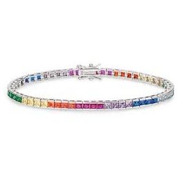 Armband Bruno Banani "Schmuck Geschenk Silber 925 Armschmuck Tennisarmband Regenbogen" Gr. 19, bunt (silberfarben, blau, lila, pink, orange, gelb, gr&uuml;n, hellblau, blau, lila, pink, orange, gelb, gr&uuml;n, hellblau), Armb&auml;nder, Damen, 19, Silber 925 (Sterlingsilber), Armband, mit Zirkonia (synth.)