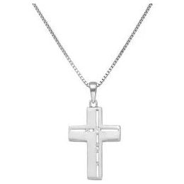 Kette mit Anh&auml;nger Firetti "Schmuck Geschenk Silber 925 Halsschmuck Halskette Venezianer Kreuz", silber (silberfarben, kristallwei&szlig;), Halsketten, Damen, Silber 925 (Sterlingsilber), L: 45, mit Zirkonia (synth.)