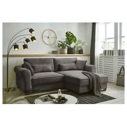 Ecksofa ED EXCITING DESIGN "Angelina L-Form", braun, B:255cm H:92cm T:185cm, 92% Polyester, 8% Nylon, Sofas, Ecksofa, mit Bettfunktion, Bettkasten & 4 Zierkissen