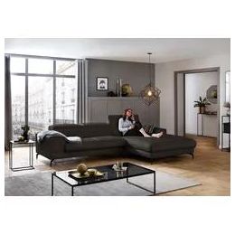 Ecksofa W.Schillig "piedroo, Designsofa mit tollem Sitzkomfort, L-Form", braun (braun z59), B:303cm H:70cm T:193cm, Longlife Xtra-Leder Z59: Glattleder mit modischer Pr&auml;gung. Hautst&auml;rke 0, 9 - 1, 1 mm, Sofas, Ecksofa, Kopfteilverstellung, wahlweise mit Sitztiefenverstellung, Breite 303cm