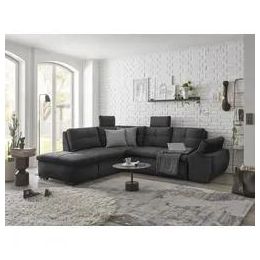 Ecksofa ED EXCITING DESIGN "Alija L-Form", schwarz, B:265cm H:107cm T:217cm, 100% Polyester, Sofas, Ecksofa, mit Bettfunktion, Bettkasten, Armteilverstellung & Kopfst&uuml;tzen