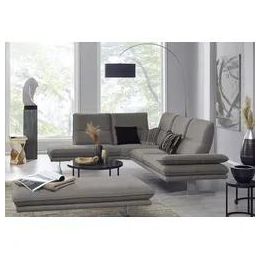 Ecksofa W.Schillig "broadway, Designsofa, mit tollem Sitzkomfort, L-Form", grau (grau s22), B:284cm H:94cm T:224cm, Flachgewebe S22 (100% Polyester), Sofas, Ecksofa, Sitztiefenverstellung, Kopfteil- & Seitenteilverstellung, Breite 284cm