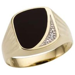 Siegelring Firetti "Schmuck Geschenk Gold 333 Herrenring Farbsteinring Onyx" Gr. 20, gold (gelbgoldfarben, wei&szlig;goldfarben, schwarz), Fingerringe, Herren, 20, 0,01 P2 = erkennbare Einschl&uuml;sse, Diamanten Gelbgold 333, 15mm, Diamanten, Gelbgold 333, Siegelring, mit Onyx - mit Brillant