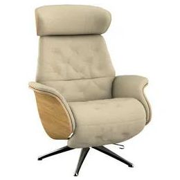 Relaxsessel FLEXLUX "Volden elektrischer Funktionsessel", beige (sandy beige), B:81cm H:111cm T:90cm, 100% Polyester, Sessel, Relaxsessel, Gr&ouml;&szlig;e M, R&uuml;cken & Fu&szlig;teil elektrisch, Akku, Arml. Eiche, Fu&szlig; Alu
