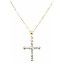 Kreuzkette Firetti "Schmuck Geschenk Halsschmuck Halskette Silberkette Kreuz", silber (silber, 925, goldfarben), Halsketten, Damen, Diamanten Silber 925 (Sterlingsilber), L: 45 B: 0,65mm, Diamanten, Silber 925 (Sterlingsilber), Kreuzkette, mit Diamanten, B:0,65mm