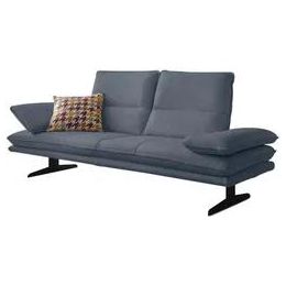 2,5-Sitzer W.Schillig "broadway, Designsofa mit tollem Sitzkomfort", blau (blau z69), B:236cm H:94cm T:96cm, Longlife Xtra-Leder Z69: Das feinnarbige, gedeckte Softleder Z69 besticht durch seine au&szlig;ergew&ouml;hnliche Weichheit im trendigen &raquo;Vintage-Look&laquo;, Hautst&auml;rke 0, 9 - 1, 1 mm, Sofas, Sitztiefenverstellung, Kopfteil- & Seitenteilverstellung, Breite 216cm