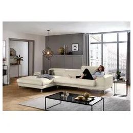 Ecksofa W.Schillig "piedroo, Designsofa mit tollem Sitzkomfort, elegant und bequem, L-Form", grau (eisgrau z59), B:343cm H:70cm T:193cm, Longlife Xtra-Leder Z59: Glattleder mit modischer Pr&auml;gung. Hautst&auml;rke 0, 9 - 1, 1 mm, Sofas, Ecksofa, Kopfteilverstellung, wahlweise mit Sitztiefenverstellung, Breite 343cm