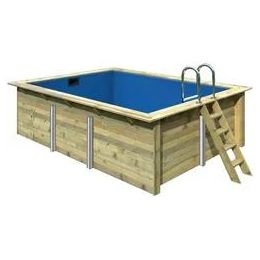 Rechteckpool Karibu "Holzpool Roma BxLxH: 353x400x124 cm", braun, B:353cm H:124cm L:400cm &Oslash;:564cm, Schwimmbecken, 44 mm kesseldruckimpr&auml;gniertes Fichtenholz
