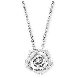 Kette mit Anh&auml;nger Engelsrufer "Rose", silber (silberfarben, kristallwei&szlig;), Halsketten, Damen, Silber 925 (Sterlingsilber), L: 44 B: 1,33mm, mit Zirkonia (synth.), B:1,33mm