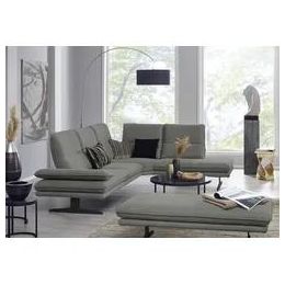 Ecksofa W.Schillig "broadway, Designsofa, toller Sitzkomfort, zeitlos, elegant, L-Form", grau (grau s37), B:284cm H:94cm T:224cm, Stoff S37 (100% Polyester): Luxus-Microfaser in Lederoptik, Sofas, Ecksofa, Sitztiefenverstellung, Kopfteil- & Seitenteilverstellung, Breite 284cm