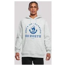 Kapuzenpullover F4NT4STIC "Go North Logo", Herren, Gr. XL, grau (erdgrau), Obermaterial: 65% Baumwolle, 35% Polyester, slim fit, Pullover Kapuzenpullover, Print