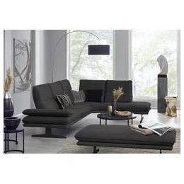 Ecksofa W.Schillig "broadway, Designsofa, toller Sitzkomfort, zeitlos, elegant, L-Form", grau (anthrazit s37), B:284cm H:94cm T:224cm, Stoff S37 (100% Polyester): Luxus-Microfaser in Lederoptik, Sofas, Ecksofa, Sitztiefenverstellung, Kopfteil- & Seitenteilverstellung, Breite 284cm