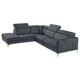 Ecksofa Egoitaliano "Matt, hoher Sitzkomfort und aufwendige Detailverarbeitung, L-Form", grau (charcoal), B:285cm H:100cm T:221cm, Sofas, Ecksofa, mit Ottomane, inkl. verstellbarer Kopfteile zum Relaxen