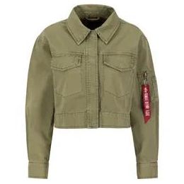 Bomberjacke Alpha Industries "Deck Jacket Cropped Wmn", Damen, Gr. M, gr&uuml;n (olive), Obermaterial: 100% Baumwolle, Jacken Bomberjacke