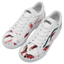 Sneaker DOGO "Ace Low-Top Sneaker Koi World Damen Sneaker", Damen, Gr. 39, Normalschaft, wei&szlig;, Lederimitat, Schuhe Sneaker, Handgefertigt