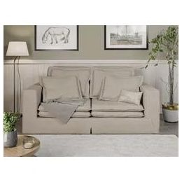 3-Sitzer Home Affaire "ALISSAS BIS mit vielen Kissen, Biesen an den Kissen", beige, B:196cm H:95cm T:108cm, 92% Polyester, 8% Nylon, Sofas, Hussen-Optik, kleine Taschen an der Seite zum Verstauen