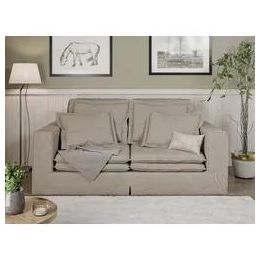 3-Sitzer Home Affaire "ALISSAS BIS mit vielen Kissen, Biesen an den Kissen", beige, B:196cm H:95cm T:108cm, 92% Polyester, 8% Nylon, Sofas, Hussen-Optik, kleine Taschen an der Seite zum Verstauen