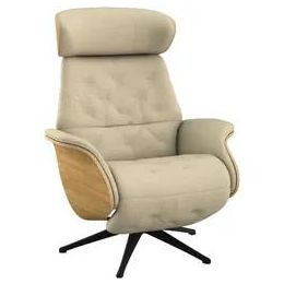 Relaxsessel FLEXLUX "Volden elektrischer Funktionsessel", beige (sandy beige), B:81cm H:111cm T:90cm, 100% Polyester, Sessel, Relaxsessel, Gr&ouml;&szlig;e M, R&uuml;cken & Fu&szlig;teil elektrisch, Akku, Arml. Eiche, Fu&szlig; schwarz