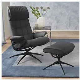 Relaxsessel stressless "London", schwarz (schwarz paloma), B:80cm H:116cm T:71cm, Leder BATICK: durchgef&auml;rbtes und genarbtes M&ouml;belleder;Leder PALOMA: durchgef&auml;rbtes Semianilin-M&ouml;belleder;ROHLEDER Stoff Q2 FARON (100% Polyester im Flor, Grundgewebe: 50% Polyester, 50% Polyacryl), Sessel, Relaxsessel, mit Hocker, High Back, mit Star Base, Gestell Schwarz
