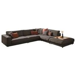 Ecksofa 3C Candy "Enisa II, bequem und komfortabel, gro&szlig;es Familiensofa, L-Form", grau (stone), B:365cm H:86cm T:322cm, 100% Polyester, Sofas, Ecksofa, incl. 3 Flatterkissen, wahlweise mit Flecken-Schutz-Bezug Easy care