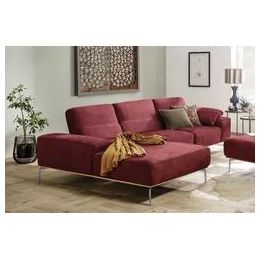 Ecksofa W.Schillig "run, Designsofa mit tollem Sitzkomfort, bequem, L-Form", rot (ruby rot z73), B:319cm H:88cm T:178cm, Longlife Xtra-Leder Z73: Naturwalkleder der Luxusklasse aus den erlesensten Rohh&auml;uten. Hautst&auml;rke 1, 1 &ndash; 1, 3 mm;ROHLEDER Jacquard-Flachgewebe Q2 W60 (63% Polyester, 37% Polyacryl);ROHLEDER Chenille-Flachgewebe Q2 W77 (68% Polyacryl, 32% Polyester);Stoff S37 (100% Polyester), So