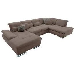 Wohnlandschaft "SO 4100 komfortable Federkernunterfederung, inkl. Kopfteilverstellung", grau (taupe 710), B:365cm H:80cm T:225cm, SET ONE BY Musterring, Sofas, Wohnlandschaft, wahlweise Bettfunktion und Sitztiefenverstellung, U-Form