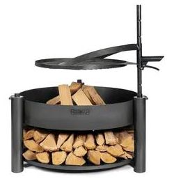 Feuerschale COOKKING "Montana", schwarz, H:110cm &Oslash;:88cm, Stahl, Feuerk&ouml;rbe, 88x88x110 cm