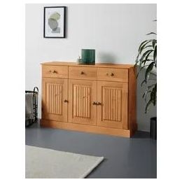 Sideboard OTTO HOME "Liotta", beige (natur gebeizt, gewachst), B:118cm H:80cm T:34cm, FSC-zertifiziertes Massivholz, Sideboards, Sideboard, Kommode mit 2 Schubk&auml;sten u. 2 verstellbare Einlegeb&ouml;den