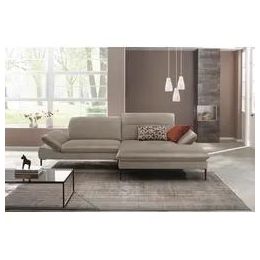 Ecksofa W.Schillig "enjoy&MORE, Designsofa, elegant und bequem, L-Form", braun (stone z59), B:294cm H:87cm T:185cm, Chenille-Flachgewebe R66 (85% Polyester, 15% Nylon);Longlife Xtra-Leder Z59: Glattleder mit modischer Pr&auml;gung. Hautst&auml;rke 0, 9 - 1, 1 mm;Stoff S37 (100% Polyester), Sofas, Ecksofa, Sitztiefenverstellung, F&uuml;&szlig;e schwarz pulverbeschichtet, Breite 294 cm