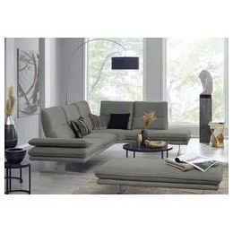 Ecksofa W.Schillig "broadway, Designsofa, mit tollem Sitzkomfort, L-Form", grau (grau s37), B:284cm H:94cm T:224cm, Stoff S37 (100% Polyester): Luxus-Microfaser in Lederoptik, Sofas, Ecksofa, Sitztiefenverstellung, Kopfteil- & Seitenteilverstellung, Breite 284cm