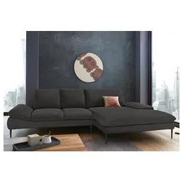 Ecksofa W.Schillig "enjoy&MORE, Designsofa, elegant und bequem, L-Form", grau (anthrazit r66), B:310cm H:87cm T:185cm, Chenille-Flachgewebe R66 (85% Polyester, 15% Nylon);Longlife Xtra-Leder Z59: Glattleder mit modischer Pr&auml;gung. Hautst&auml;rke 0, 9 - 1, 1 mm;Stoff S37 (100% Polyester), Sofas, Ecksofa, Sitztiefenverstellung, F&uuml;&szlig;e schwarz pulverbeschichtet, Breite 310 cm