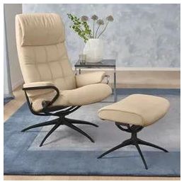 Relaxsessel stressless "London", braun (latte batick), B:80cm H:116cm T:71cm, Leder BATICK: durchgef&auml;rbtes und genarbtes M&ouml;belleder;Leder PALOMA: durchgef&auml;rbtes Semianilin-M&ouml;belleder;ROHLEDER Stoff Q2 FARON (100% Polyester im Flor, Grundgewebe: 50% Polyester, 50% Polyacryl), Sessel, Relaxsessel, mit Hocker, High Back, mit Star Base, Gestell Schwarz