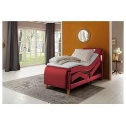 Boxspringbett Home Affaire "Messina2", rot, B:106cm L:240cm, Holzwerkstoff, Kunstleder, Massivholz, Komplettbetten, Boxspringbett, Liegekomfort elektrisch Verstellbar
