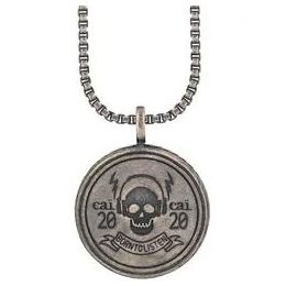 CAI Kette mit Anh&auml;nger CA&Iuml; "925/- Silber matt oxidiert Rock Music Skull Wappen", silber (silbergrau), Halsketten, Herren, 60cm, Silber 925 (Sterlingsilber), L: 60 B: 19mm, matt, B:19mm