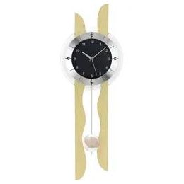 Funk-Pendelwanduhr AMS "F5238", beige (ahornfarben), Wanduhren, B/H/L: 24cm x 7cm x 70cm, Quarzuhr,Holzgeh&auml;use,Esszimmer,Wohnzimmer
