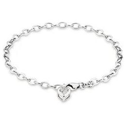 Silberarmband Amor "Schmuck Geschenk Armkette Herz LIEBE", silber (silberfarben, kristallwei&szlig;, kristallwei&szlig;), Armb&auml;nder, Damen, 19cm, Silber 925 (Sterlingsilber), Silberarmband, Made in Germany - mit Zirkonia (synth.)