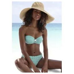 B&uuml;gel-Bandeau-Bikini JETTE, Damen, Gr. 44, Cup D, gr&uuml;n (gr&uuml;n, wei&szlig;), Polyamid, bedruckt, Bikini-Sets, mit Zier-Accessoires
