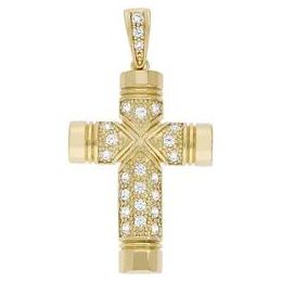Kettenanh&auml;nger Firetti "Schmuck Geschenk Silber 925 Halsschmuck Anh&auml;nger Kreuz", gold (gelbgoldfarben, wei&szlig;), Schmuckanh&auml;nger, Damen, Silber 925 (Sterlingsilber), 9,7 g, Kettenanh&auml;nger, mit Zirkonia (synth.)