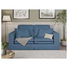 3-Sitzer Home Affaire "ALISSAS BIS mit vielen Kissen, Biesen an den Kissen", blau, B:196cm H:95cm T:108cm, 92% Polyester, 8% Nylon, Sofas, Hussen-Optik, kleine Taschen an der Seite zum Verstauen
