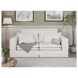 3-Sitzer Home Affaire "ALISSAS BIS mit vielen Kissen, Biesen an den Kissen", beige (creme), B:196cm H:95cm T:108cm, 92% Polyester, 8% Nylon, Sofas, Hussen-Optik, kleine Taschen an der Seite zum Verstauen