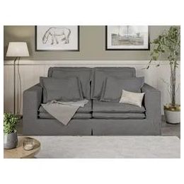 3-Sitzer Home Affaire "ALISSAS BIS mit vielen Kissen, Biesen an den Kissen", grau (dunkelgrau), B:196cm H:95cm T:108cm, 92% Polyester, 8% Nylon, Sofas, Hussen-Optik, kleine Taschen an der Seite zum Verstauen